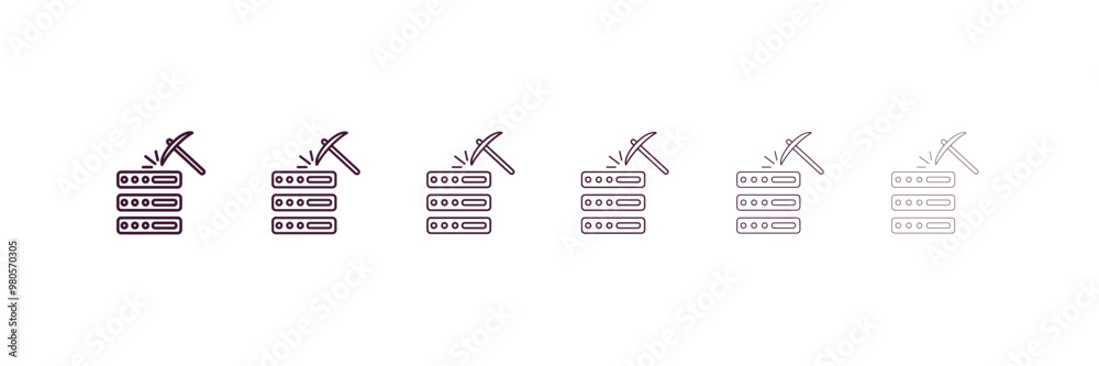 data mining outline icon. Linear vector from ai and tech concept. 6 different line style data ...