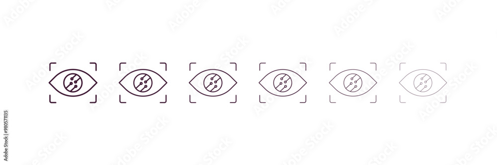 smart lens outline icon. Linear vector from ai and tech concept. 6 different line style smart ...
