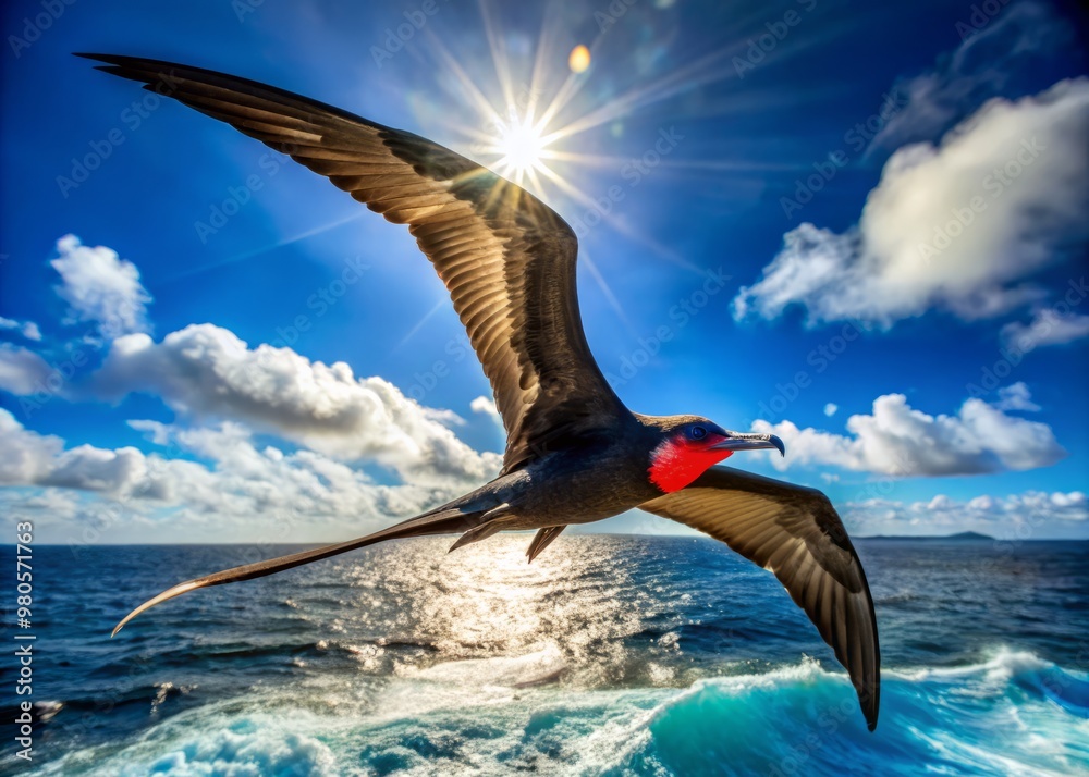 "Swooping overhead, a majestic great frigate bird spreads its 7-foot ...