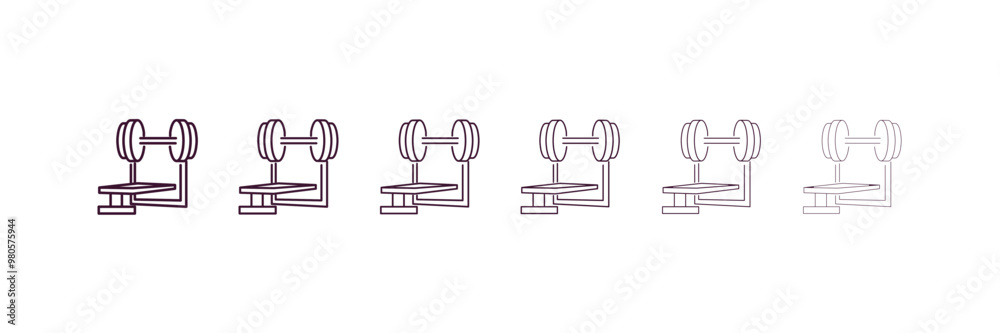 barbell bench press outline icon. Linear vector from gym concept. 6 ...