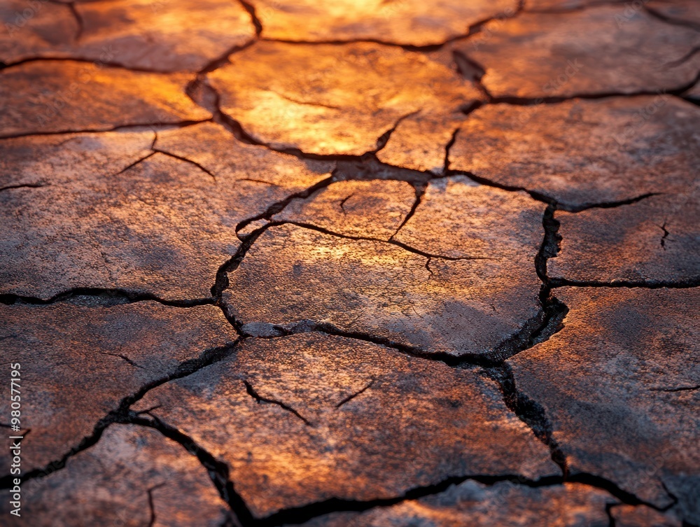 Heat rising from cracked pavement in an urban heat island, visualizing ...