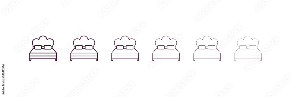 double bed outline icon. Linear vector from hotel concept. 6 different ...