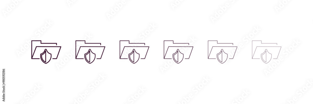 Folder Security Outline Icon Linear Vector From Internet Security Concept 6 Different Line