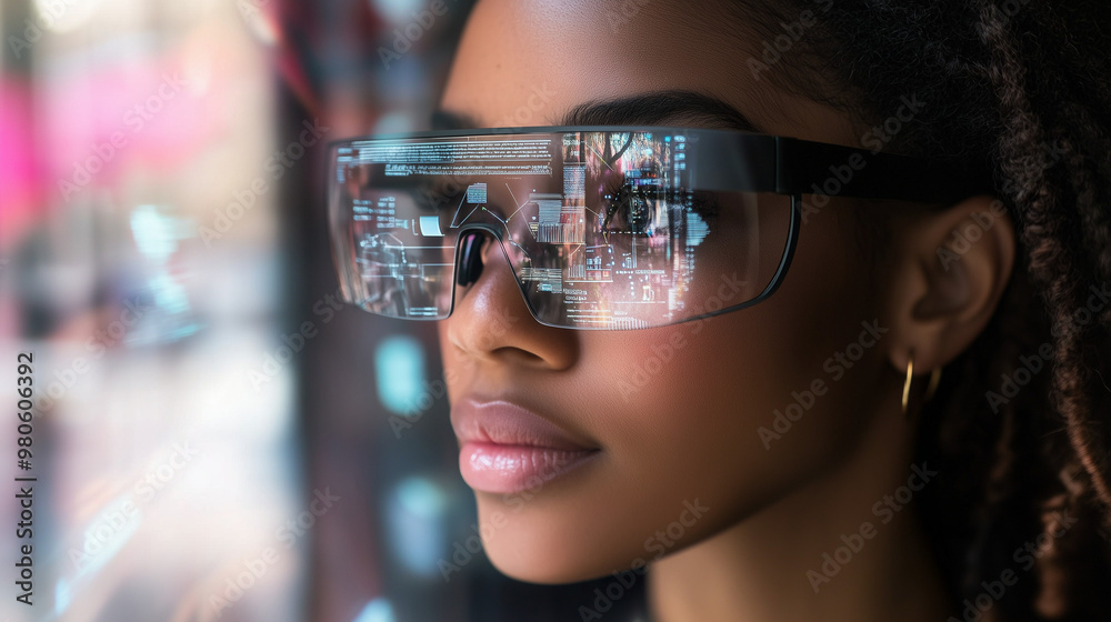 Augmented reality glasses displaying real-time language translation ...