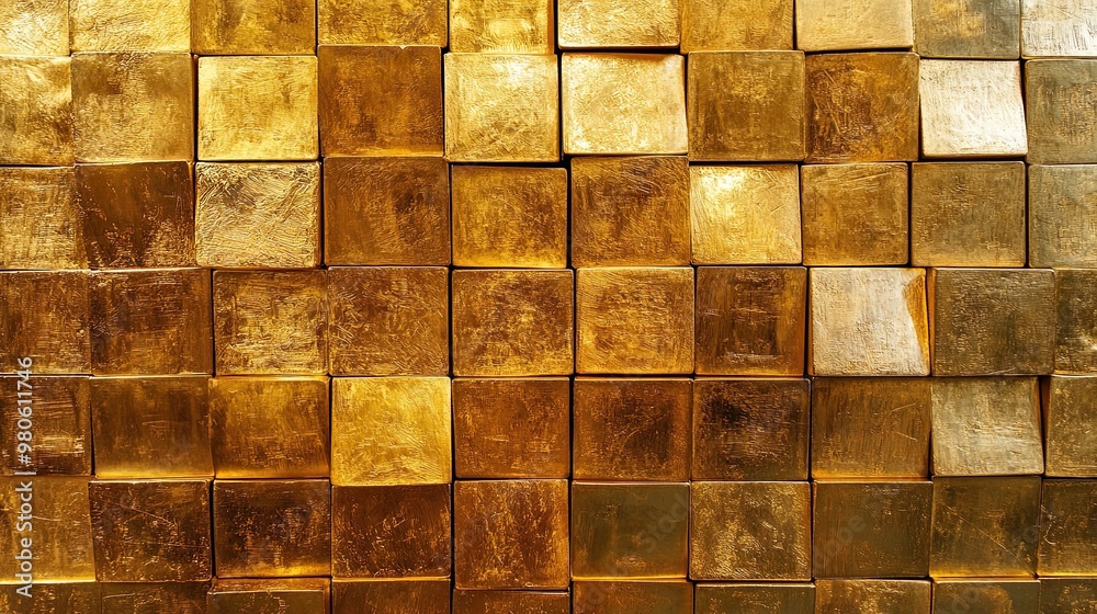 Gold bars of diverse quality neatly stacked reflecting the differences ...