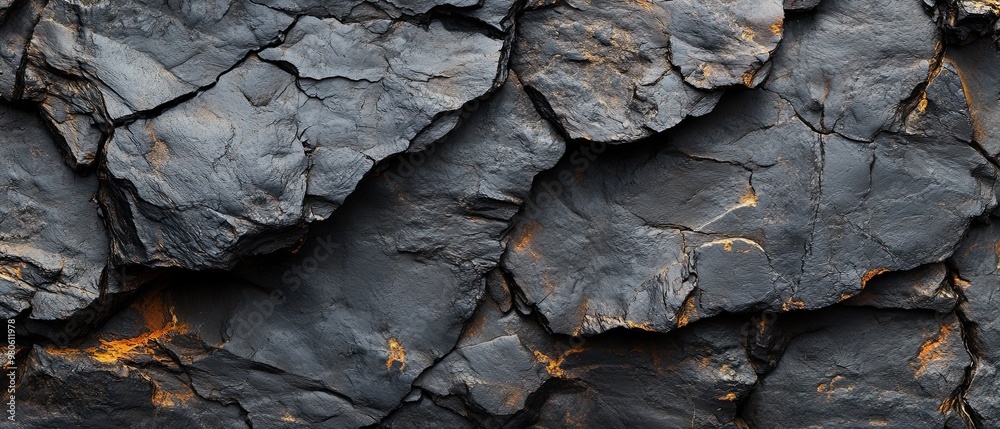Magnified surface of volcanic rock porous texture revealing sharp edges ...