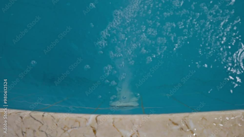 Top-Down View of Active Water Jet Filtration System Pouring Fresh Water ...