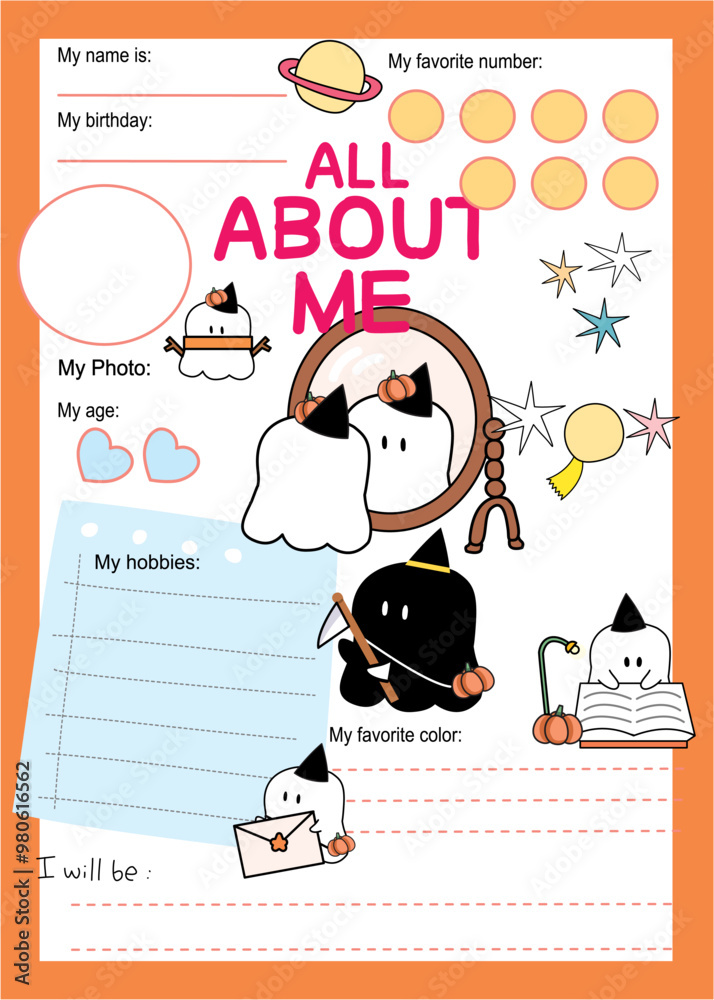 page for kids, back to school, back to school, Cute All about me, cute ...