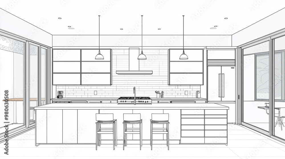 Modern Kitchen Blueprint Elevation Design in Archicad 24 with 16:9 ...