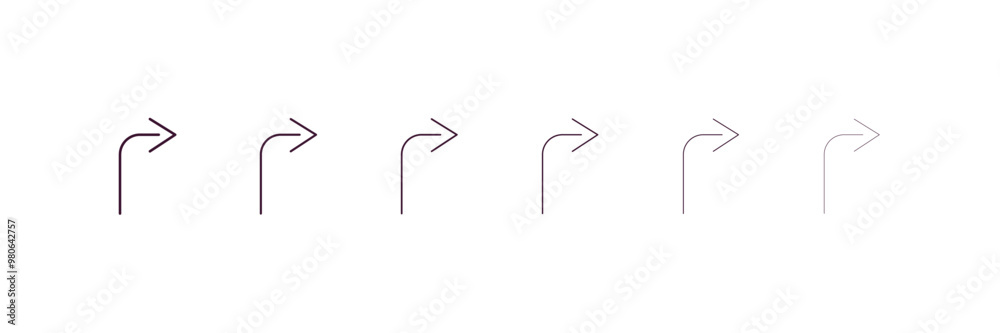 rotate arrow outline icon. Linear vector from user interface concept. 6 different line style ...