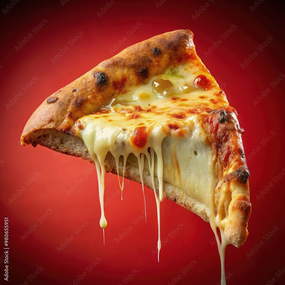 Ultra-realistic close-up photo of a slice of Neapolitan pizza with ...