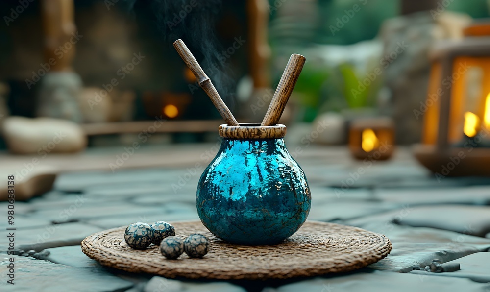 Yerba Mate Ceremony, A traditional gourd filled with freshly brewed ...
