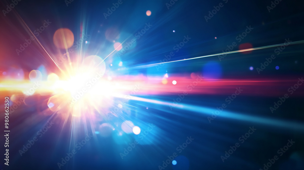 Random artistic digital lens flare, lighting on a dark background ...