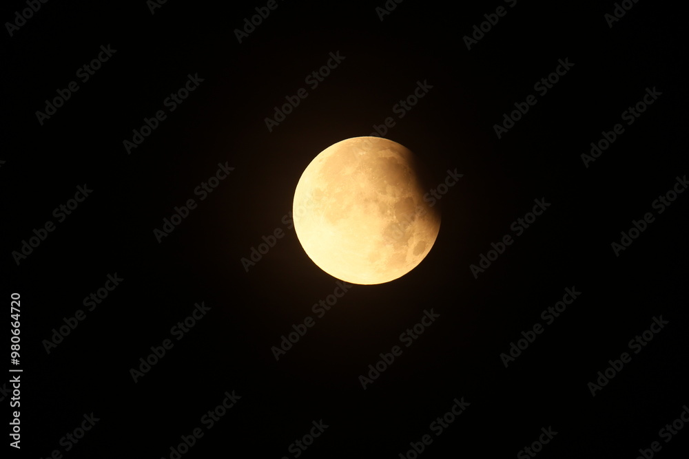 partial lunar eclipse, 2024, september 18, night sky, eclipse ...