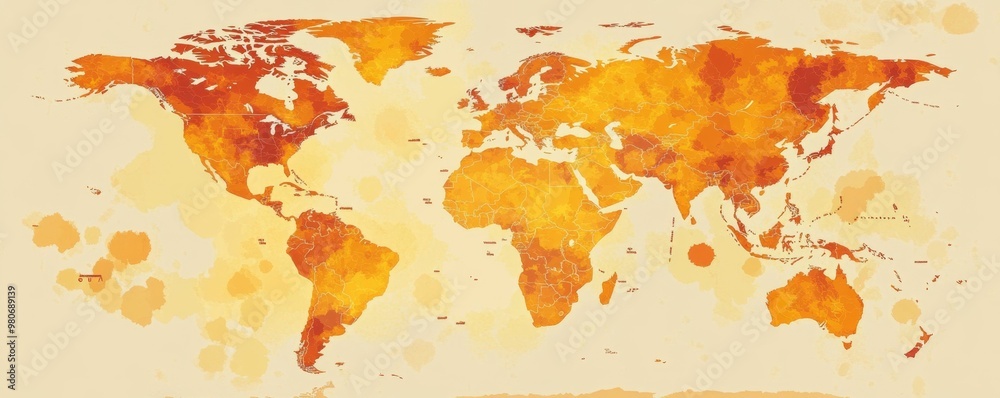 Global Digital Map Showing Climate Change Hot Zones Across Regions ...