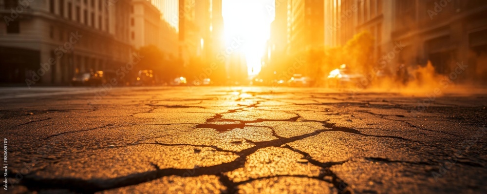 Urban Heat Island Effect: Heat Waves Distorting Cracked Pavement ...