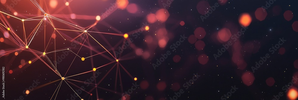 Futuristic Digital Network Visualization With Glowing Nodes And Lines Representing Data