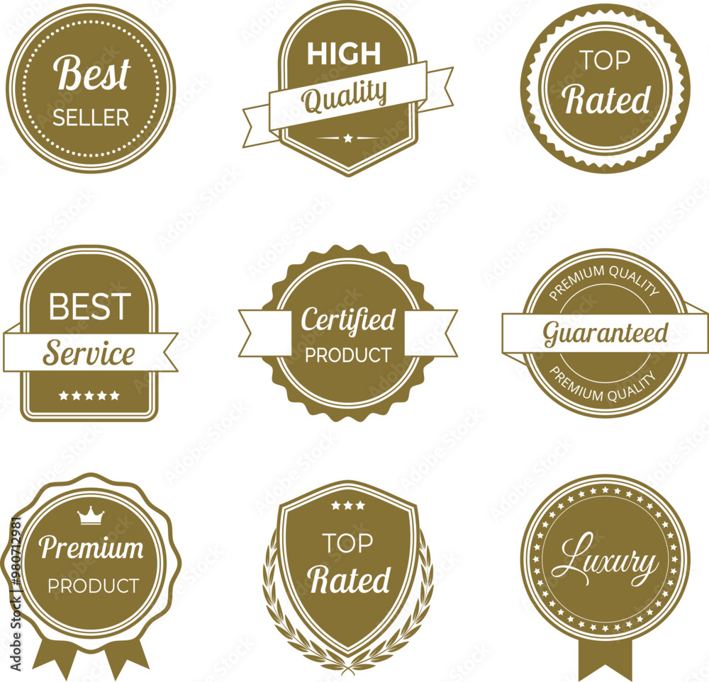 Vector illustration set of high quality labels and badges in minimalist ...