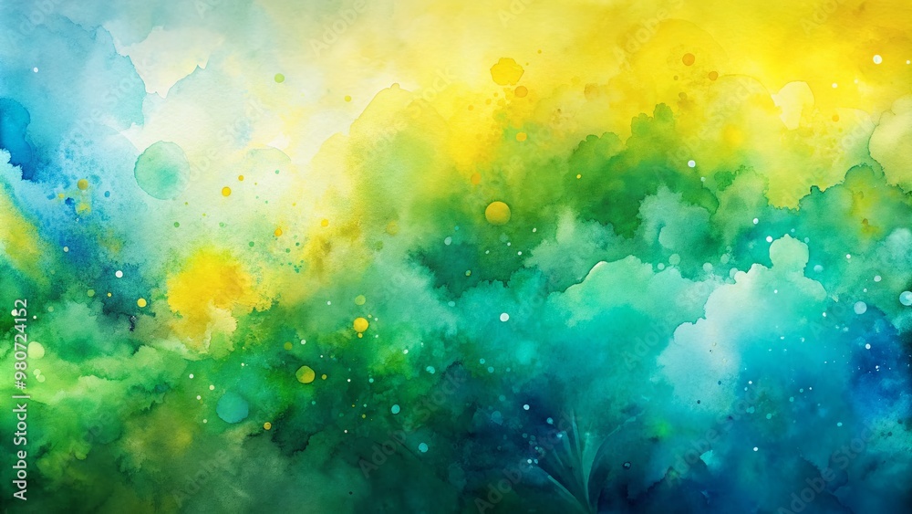 Vibrant abstract watercolor background featuring yellow, green, and ...