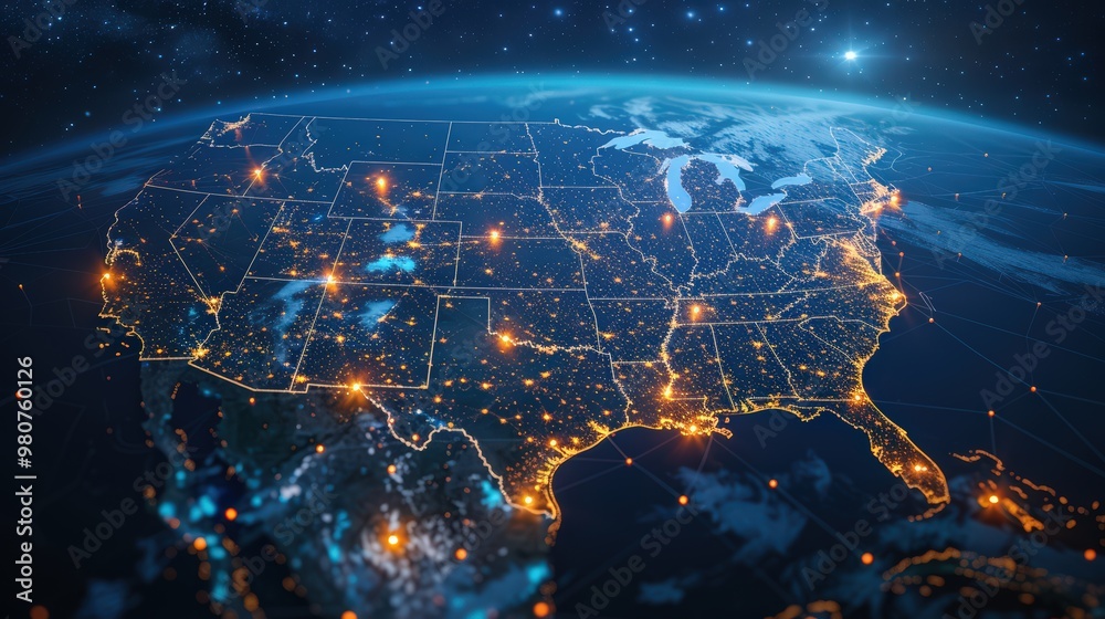 Map of industrial zones across the USA transforming into digital ...