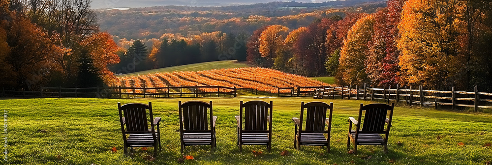 In the autumn foliage season at Charlottesville winery vineyard in the ...