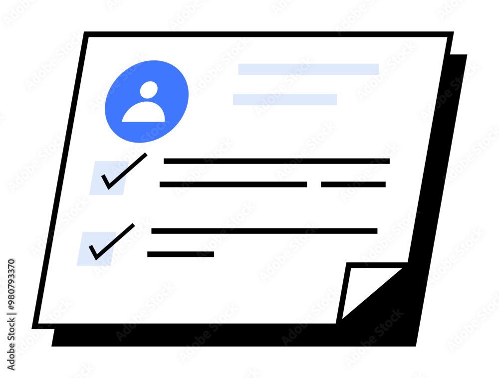 Paper includes a profile avator and two checkmarks on a page. Ideal for ...
