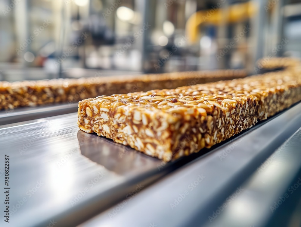 Produce a striking visual of a plant-based protein bar coming off the ...