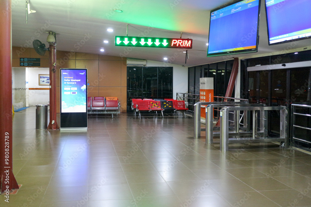 Jakarta, Indonesia - June 21, 2024: An empty airport terminal with ...