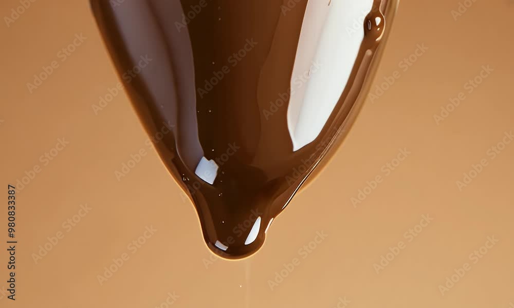 Liquid chocolate slowly dripping over a chocolate ice cream stick ...