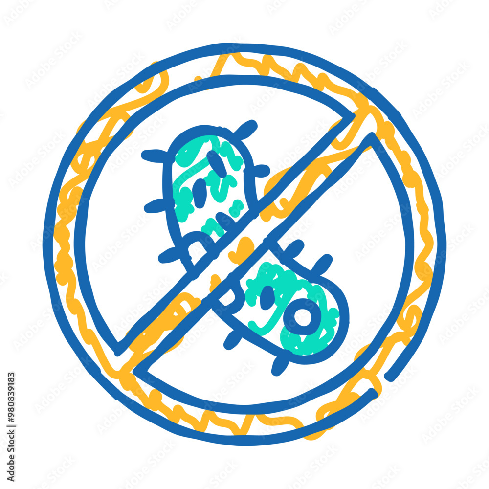 virus in crossed out sign doodle icon sketch vector. virus in crossed ...