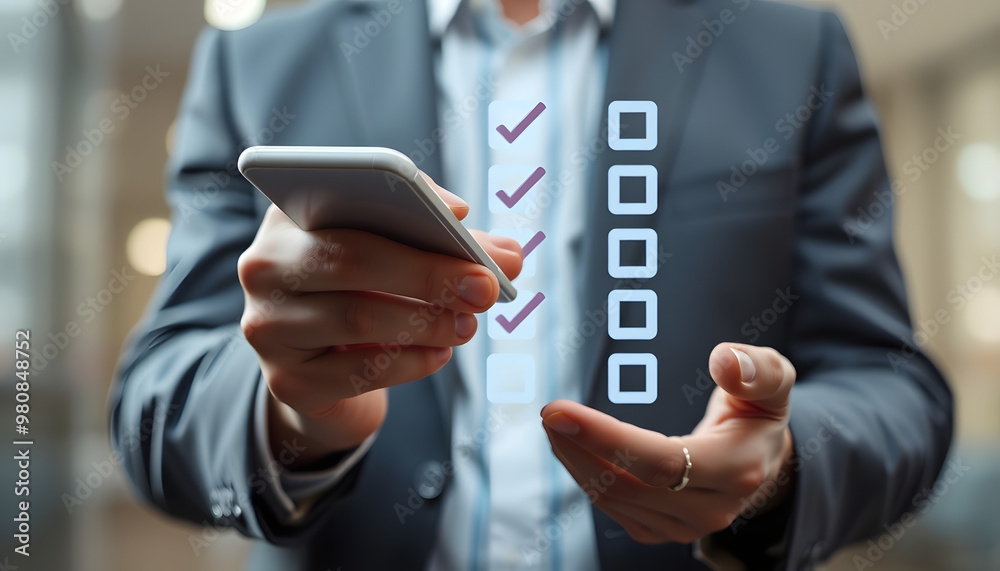 Checklist concept, Survey form concept. Questionnaire with checkboxes ...