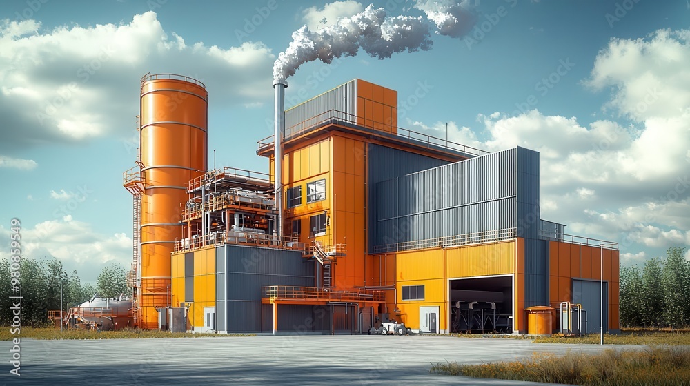 An industrial waste management system showcasing sustainable practices ...