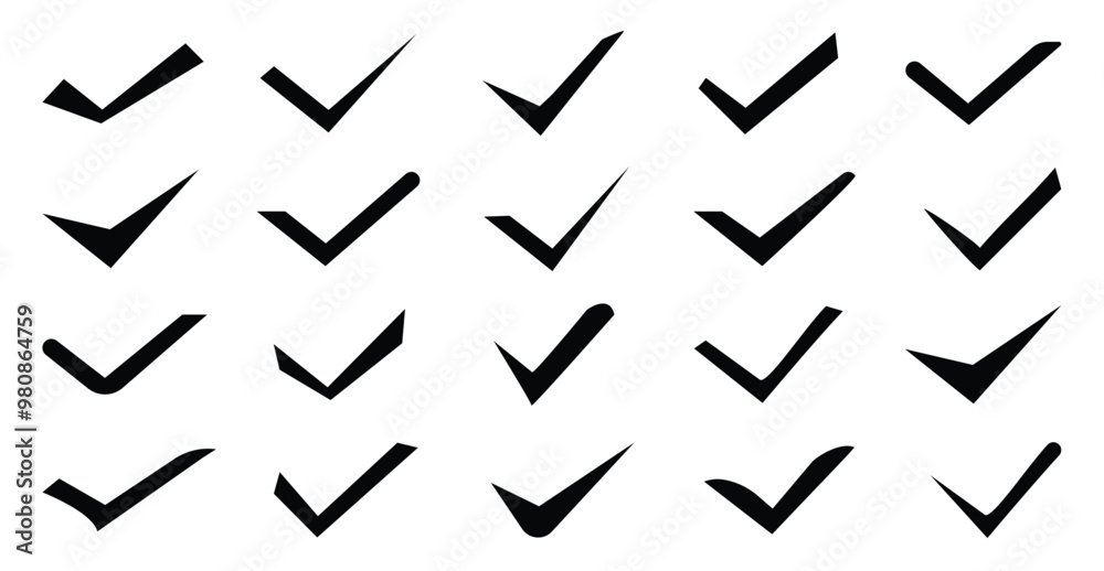 Check mark icons set. Check marks symbol collection. Tick symbol, tick ...