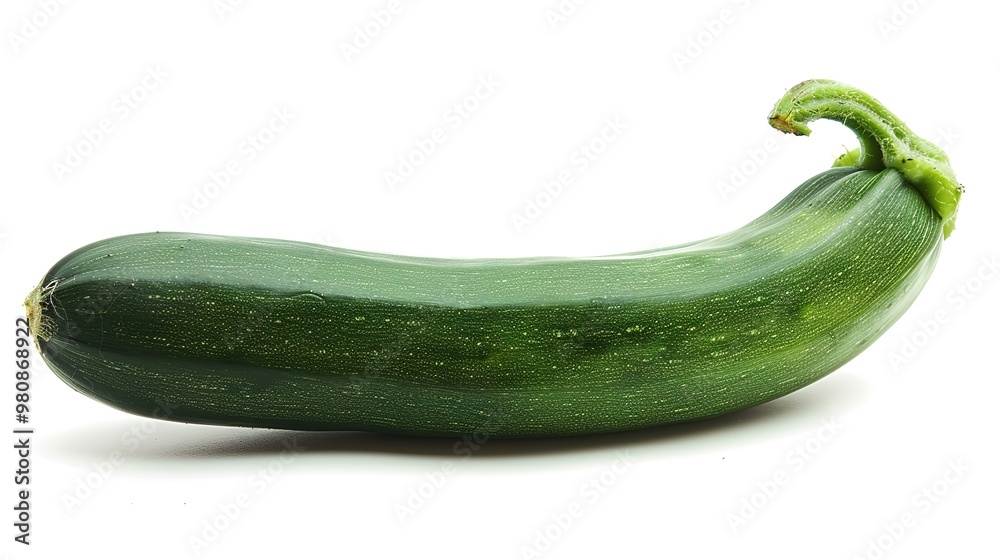 A single, fresh vegetable is placed on a clean and unblemished white ...