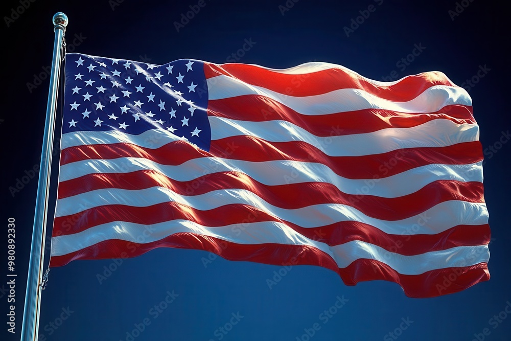 majestic american flag billows proudly in the wind its stars and ...
