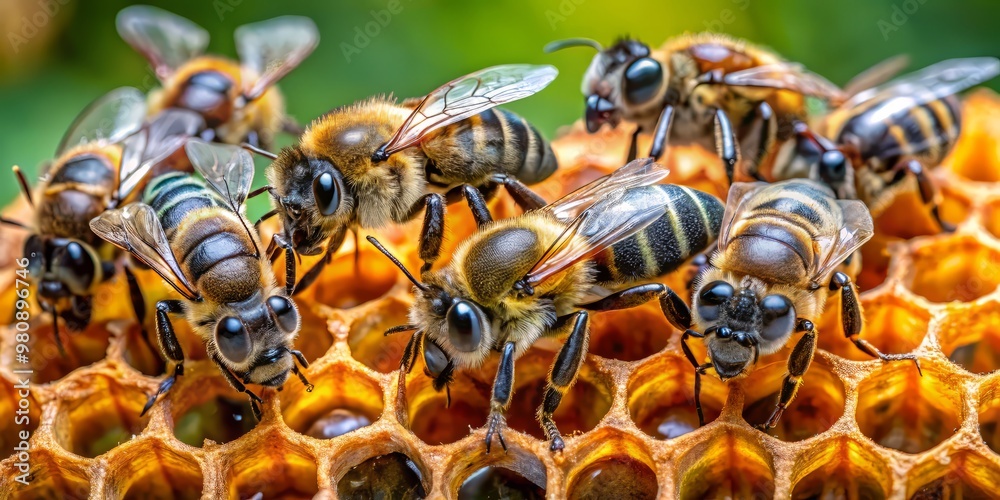In the heart of a tropical forest, a cluster of stingless kelulut bees ...