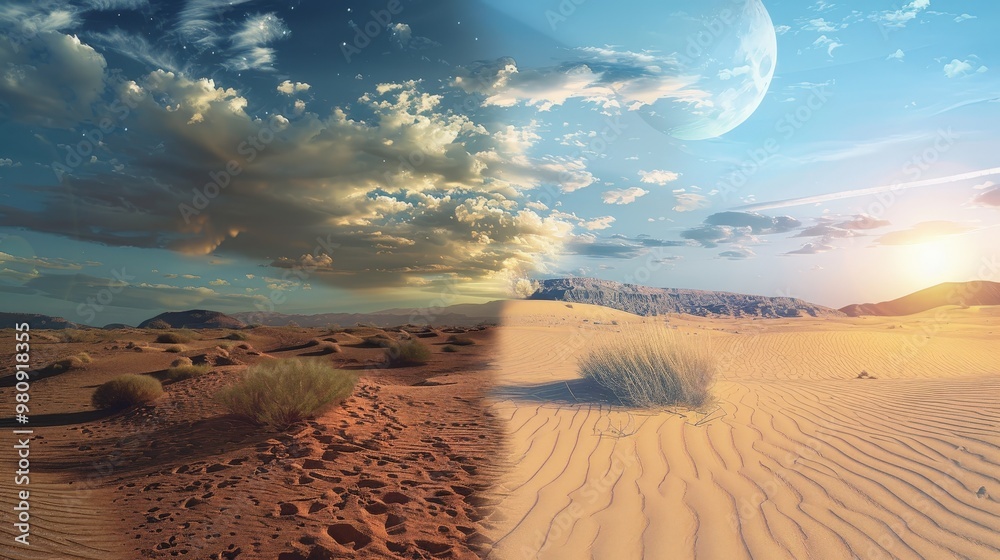The contrasts between day and night temperatures in deserts create a dynamic environment. Stock ...