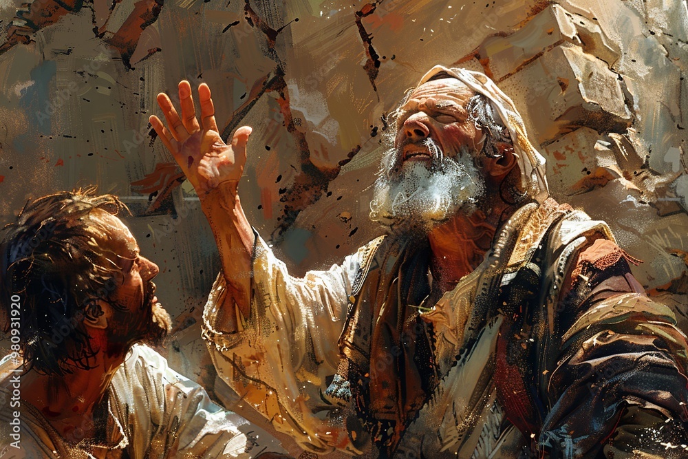 Illustration of Bartimaeus, a blind beggar, calling out to Jesus for ...