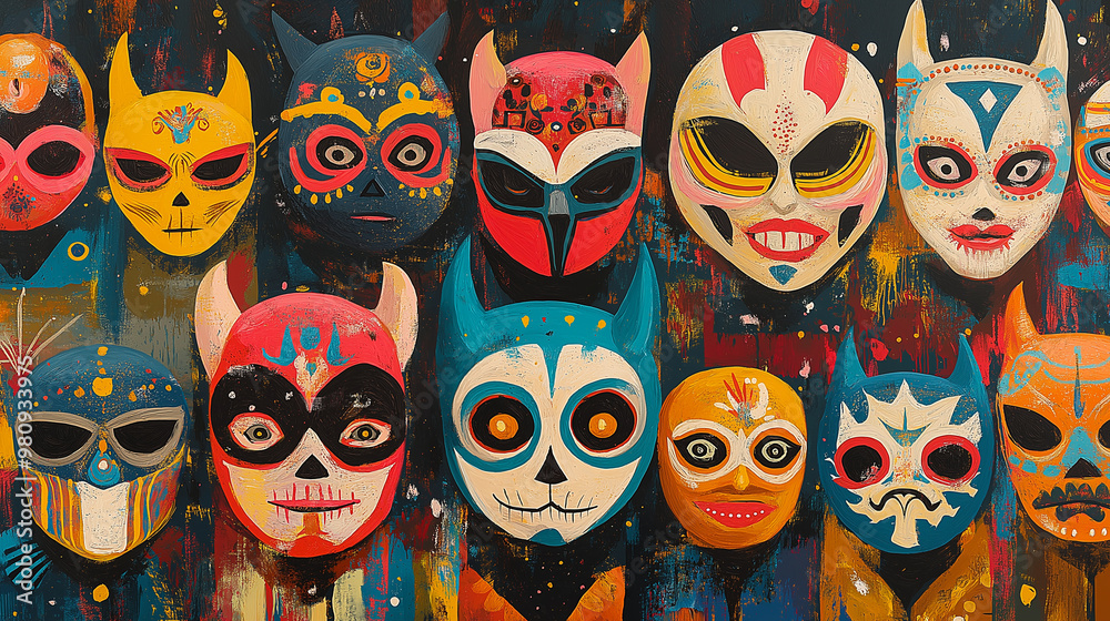 Luchador Masks and Capes: A playful pattern featuring luchador masks ...