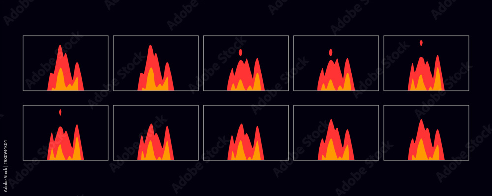 Fire animation FX. Fire effect explosion sprites sheet for campfire ...