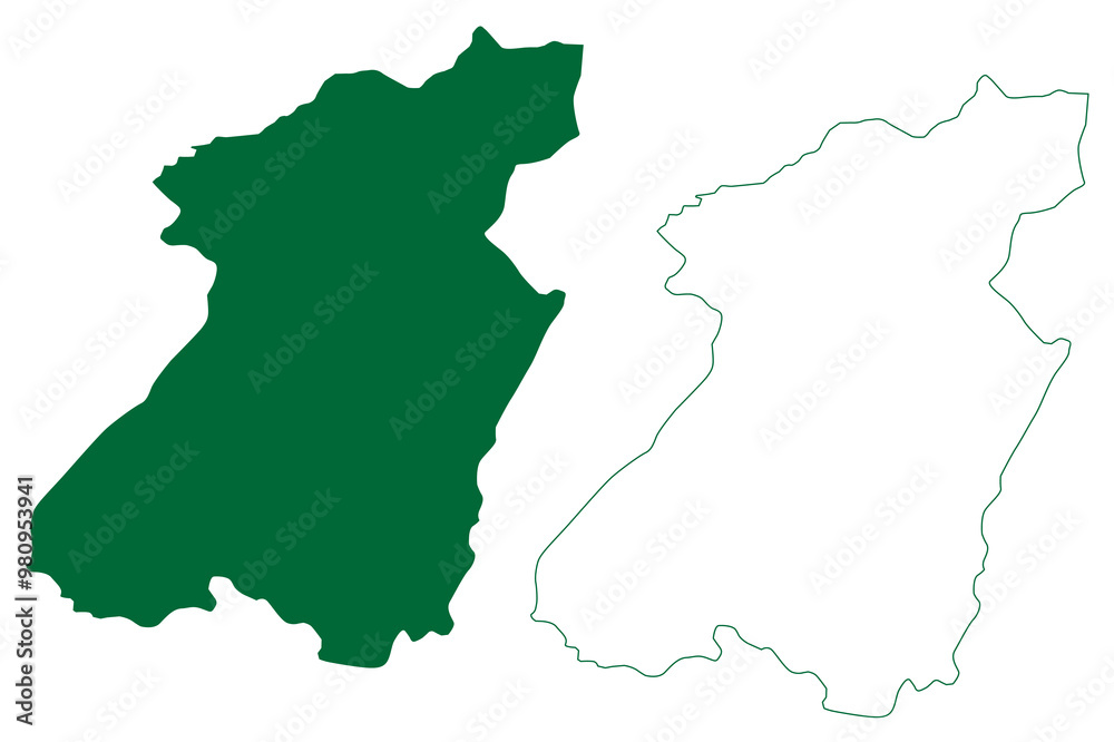 Kohima district (Nagaland State, Republic of India) map vector ...