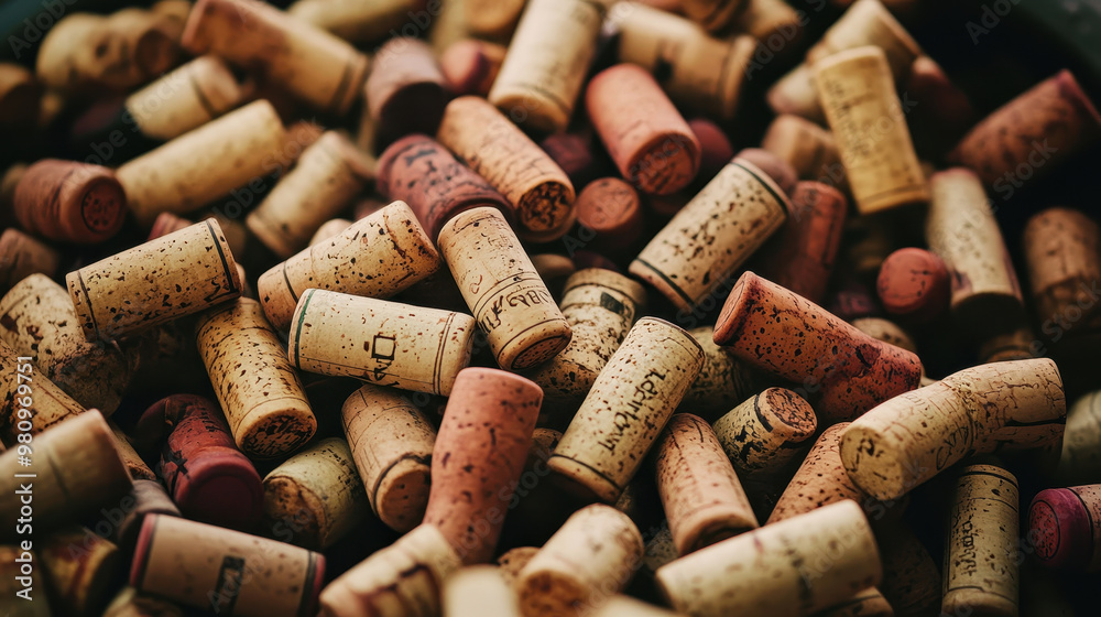 Romantic photo of pile of wine corks, showcasing various textures and ...