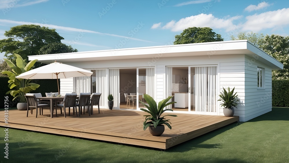 Modern, single-story white house with a minimalist design. The house ...