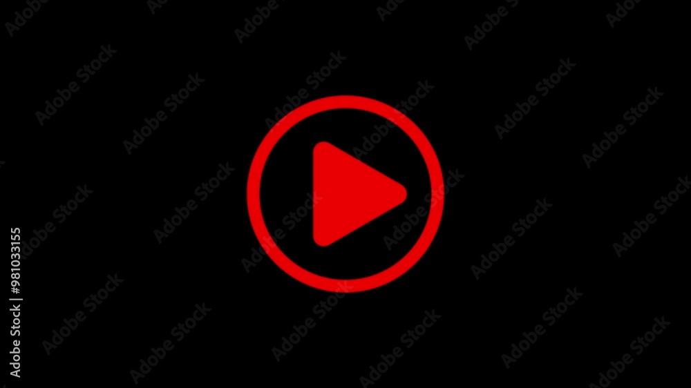 Animated play and stop button on white screen. Press to play. Start ...