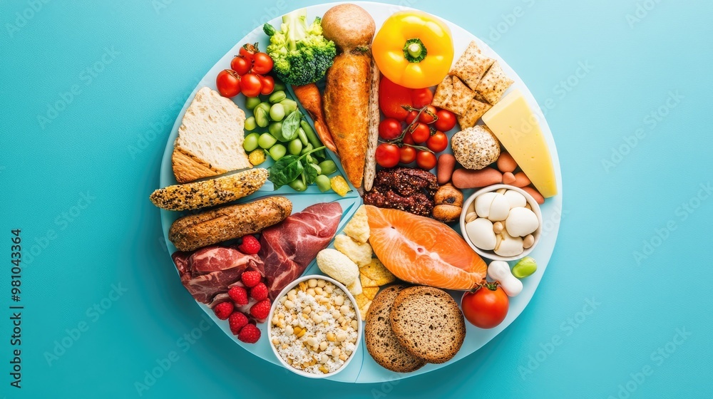 An infographic showing the five main food groups and examples of foods ...