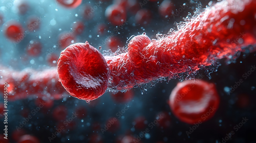 A detailed medical illustration of a blood clot in the leg, focusing on ...