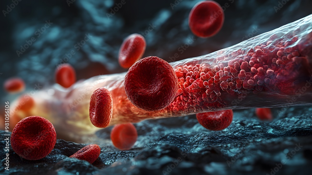 A detailed and realistic closeup of a leg with a blood clot ...