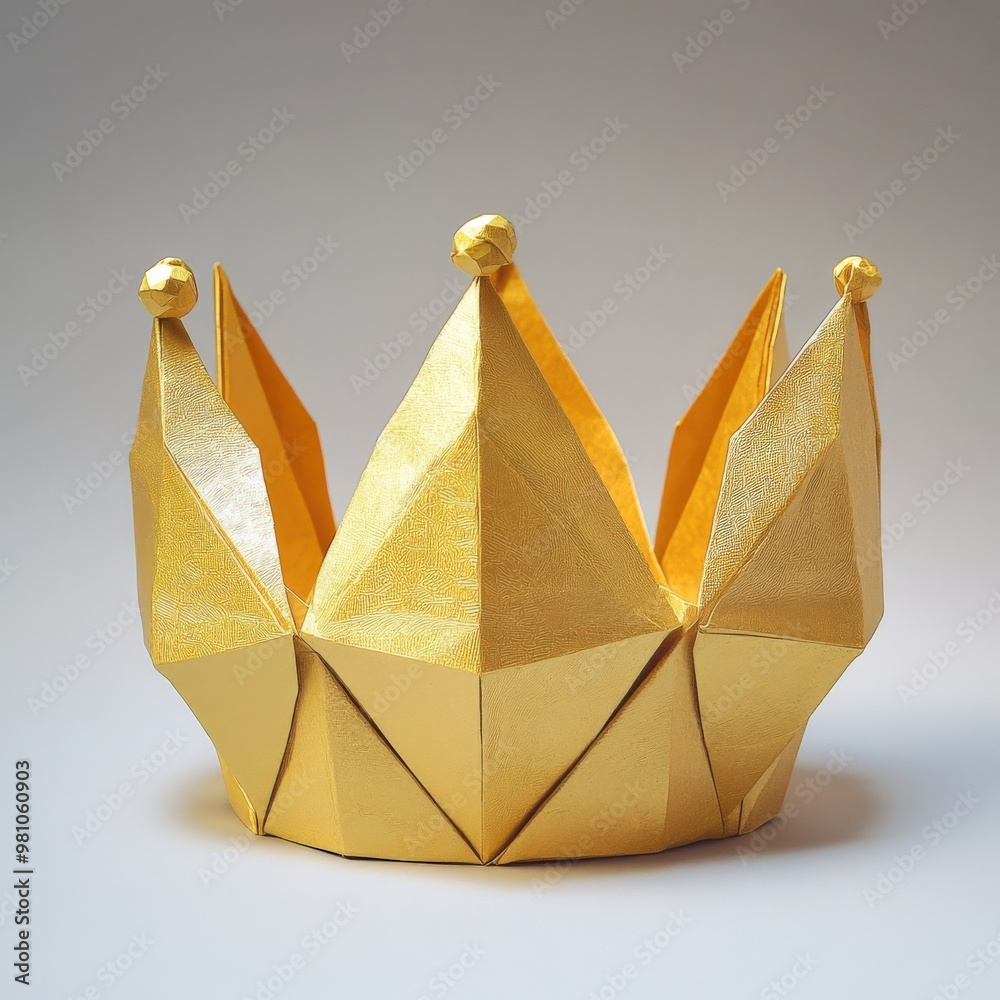 Paper Crown. Origami Origami Crown Design With Royal Symbolism Stock ...