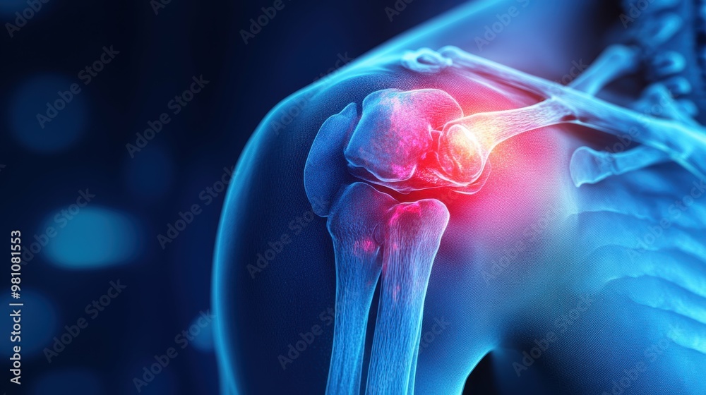 Panoramic 3D visualization of a shoulder joint restricted by the dull ...