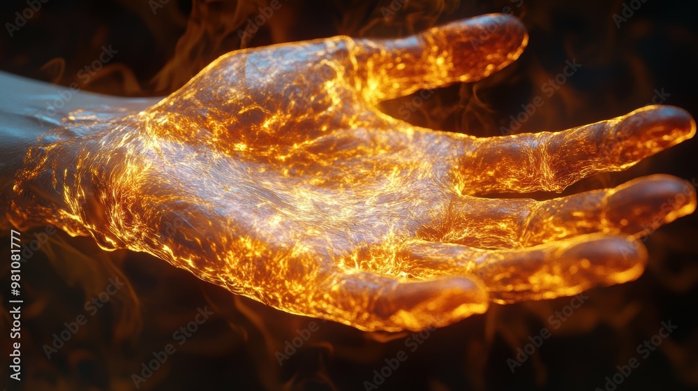 Panoramic 3D visualization of a hand and wrist area afflicted by the ...